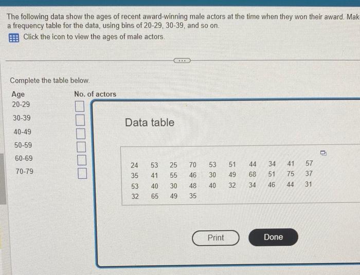 Solved The following data show the ages of recent | Chegg.com