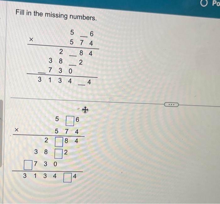 Solved Fill in the missing numbers. | Chegg.com