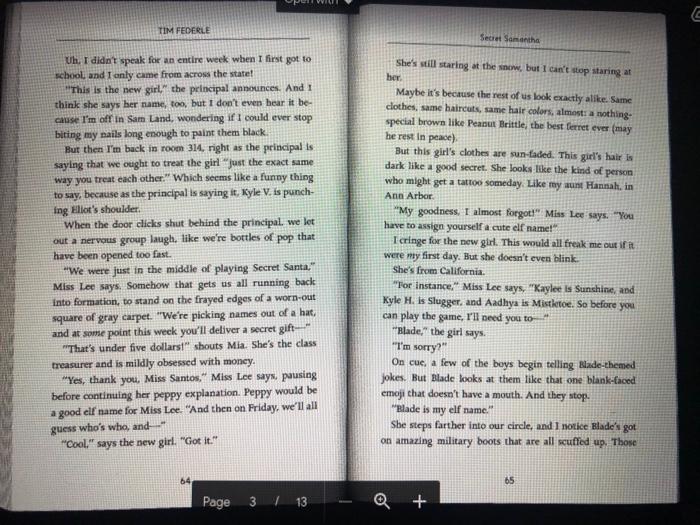 i have to read short story Secret Samantha by Tim | Chegg.com