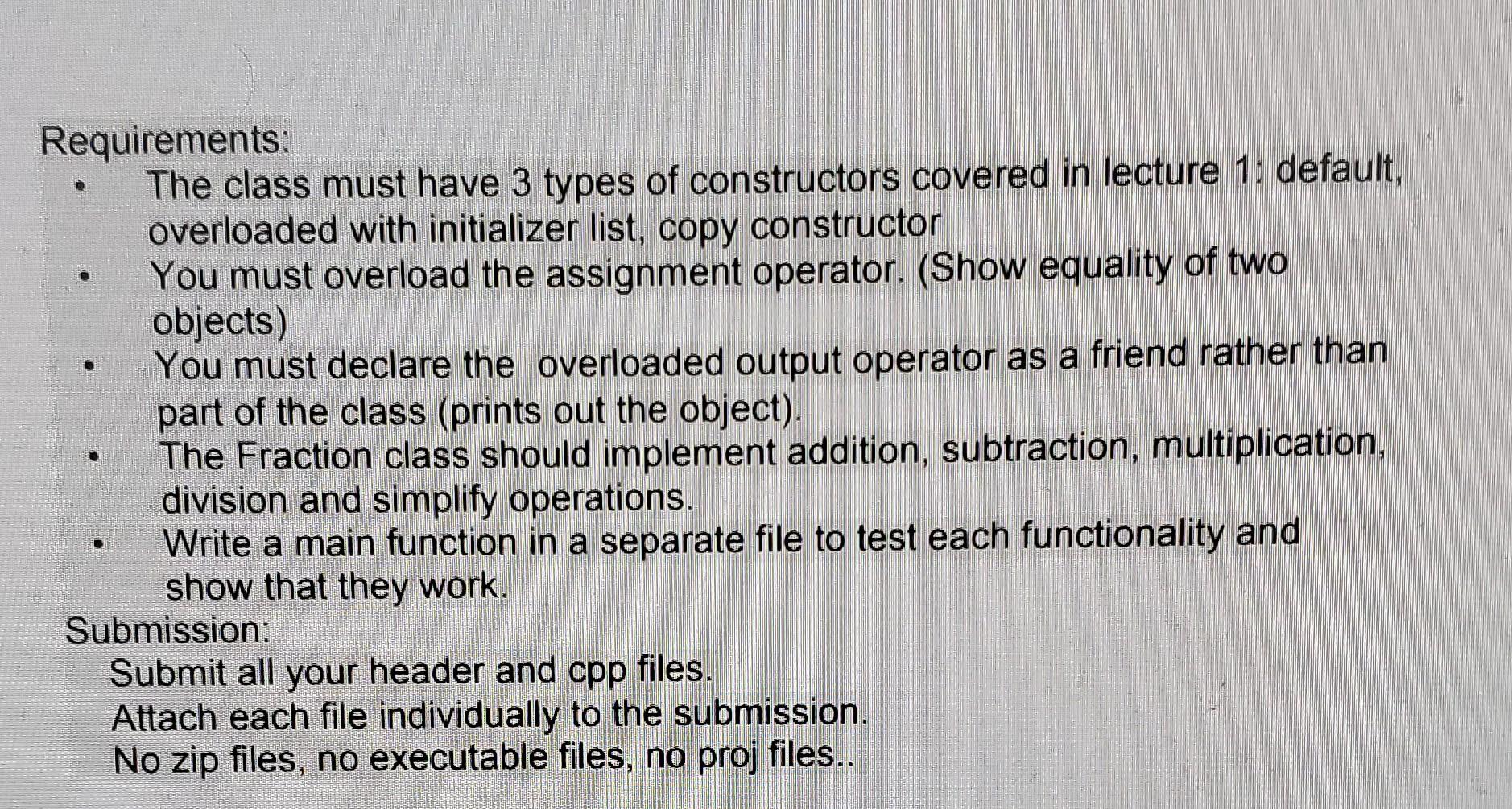 Solved Requirements: The class must have 3 types of | Chegg.com