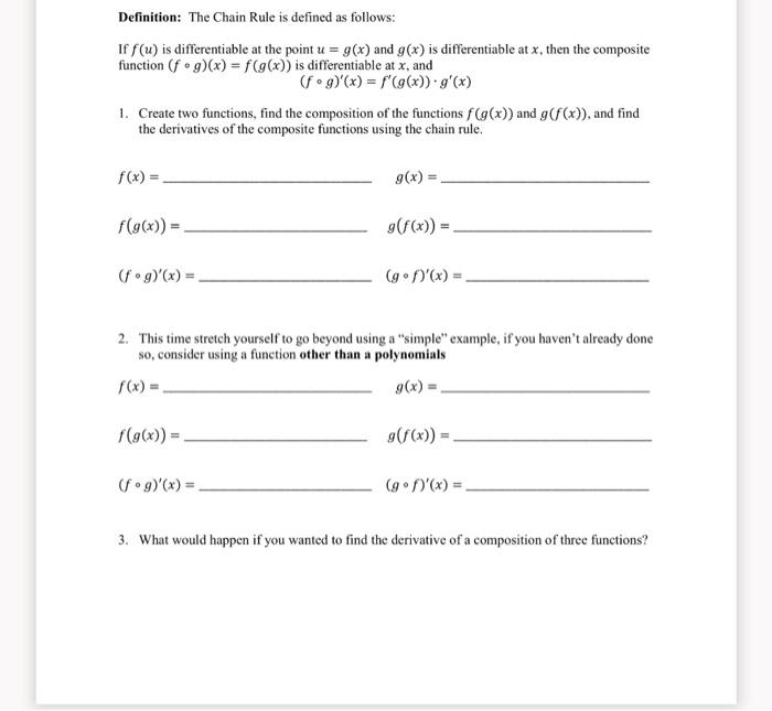 Solved Definition: The Chain Rule is defined as follows: If | Chegg.com