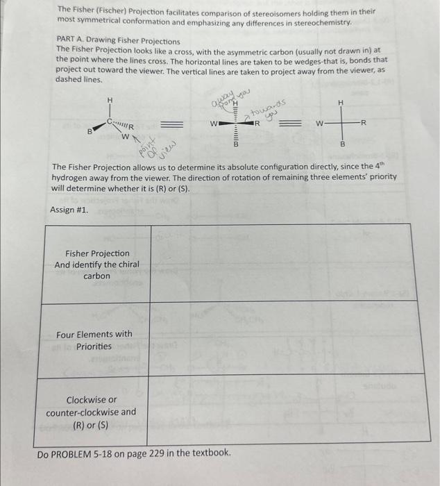 The Fisher (Fischer) Projection facilitates | Chegg.com