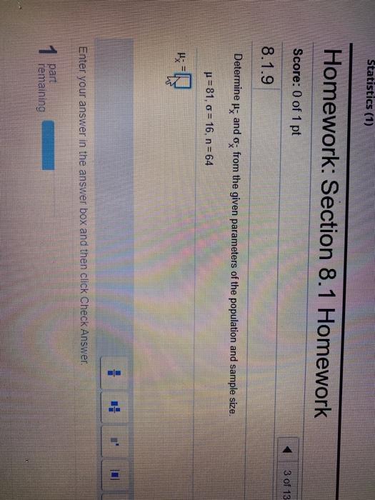 Solved Statistics 1 Homework Section 8 1 Homework Score