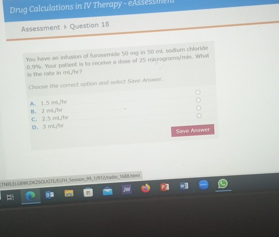 Solved You have an infusion of furosemide 50mg in 50 mL | Chegg.com