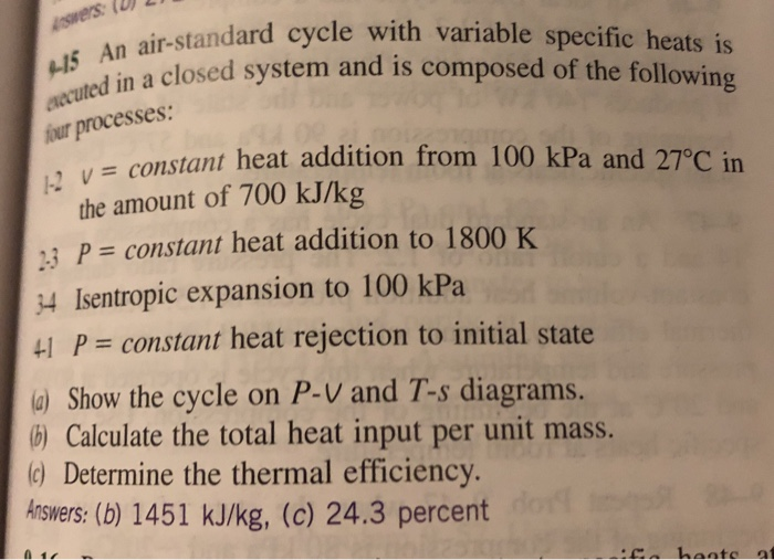 Solved vir-standard cycle with variable specific heats is in | Chegg.com