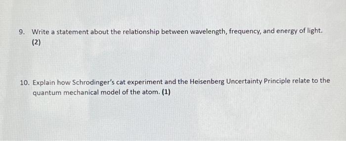 Solved 9. Write a statement about the relationship between | Chegg.com