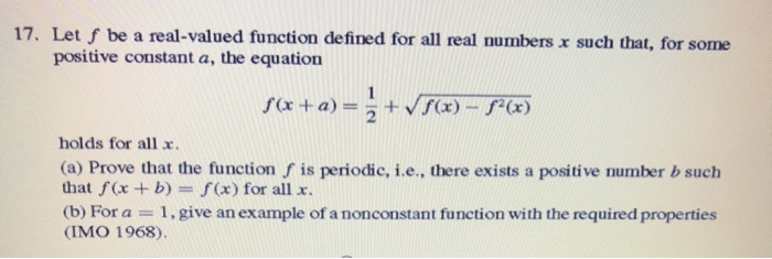 Solved 17. Let f be a real-valued function defined for all | Chegg.com