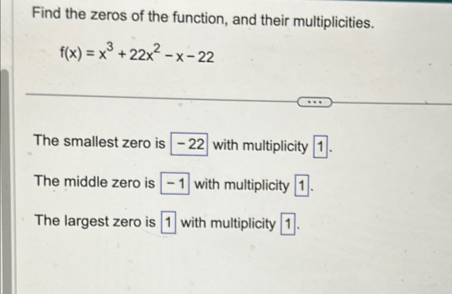 Solved Find the zeros of the function, and their | Chegg.com
