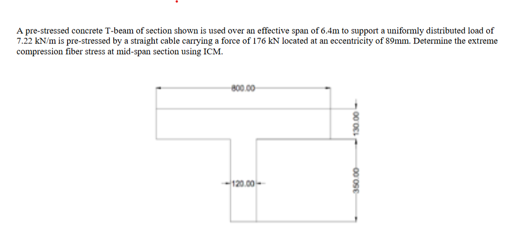 Solved A pre-stressed concrete T-beam of section shown is | Chegg.com