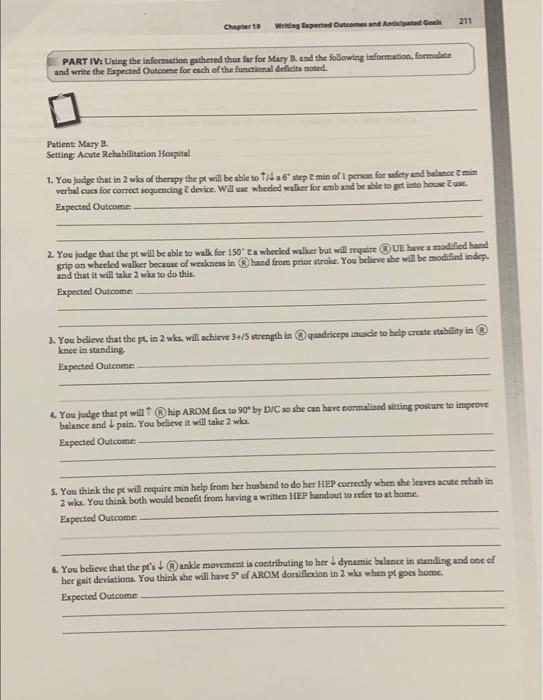 Solved PART IIts For each of the following Expected | Chegg.com