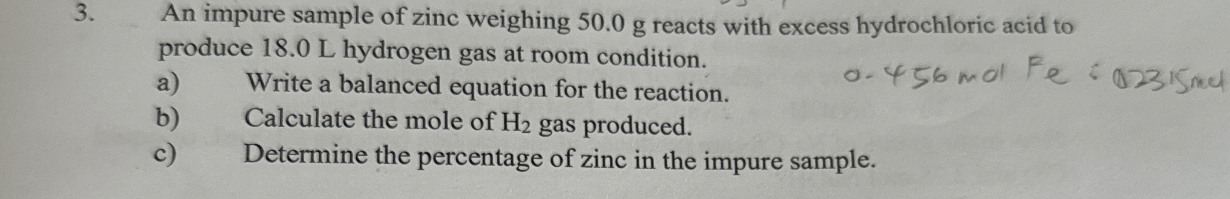 Solved An impure sample of zinc weighing 50.0 ﻿g reacts with | Chegg.com