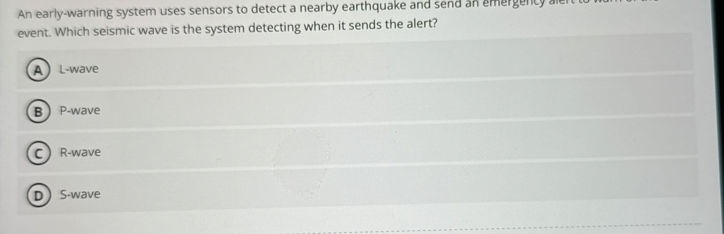 Solved An early-warning system uses sensors to detect a | Chegg.com