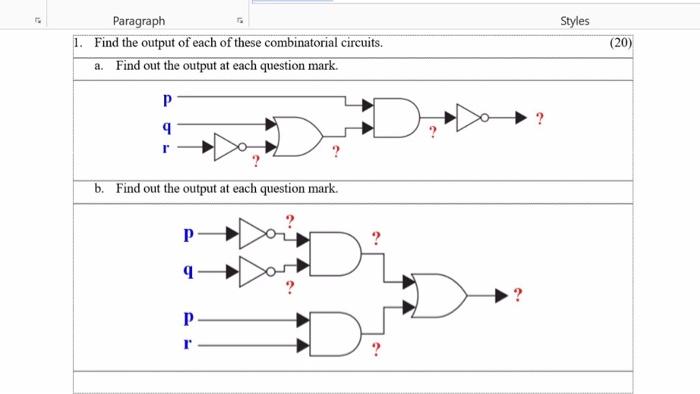 Solved Styles Paragraph 1 Find The Output Of Each Of 2674