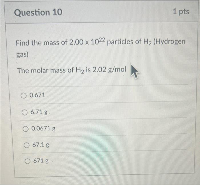 Solved Find the mass of 2.00×1022 particles of H2 (Hydrogen | Chegg.com