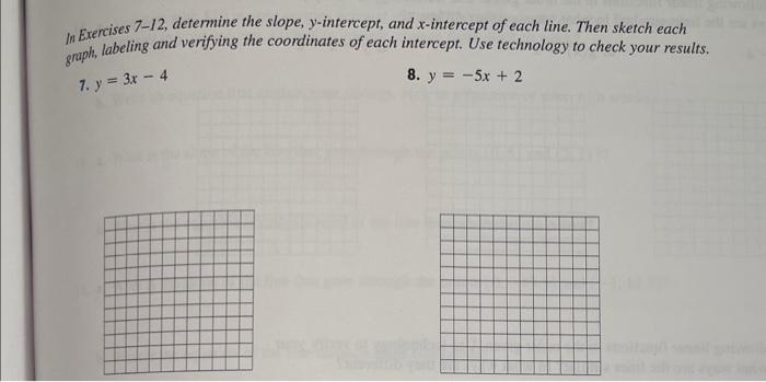Solved In Exercises 7-12, determine the slope, y-intercept, | Chegg.com