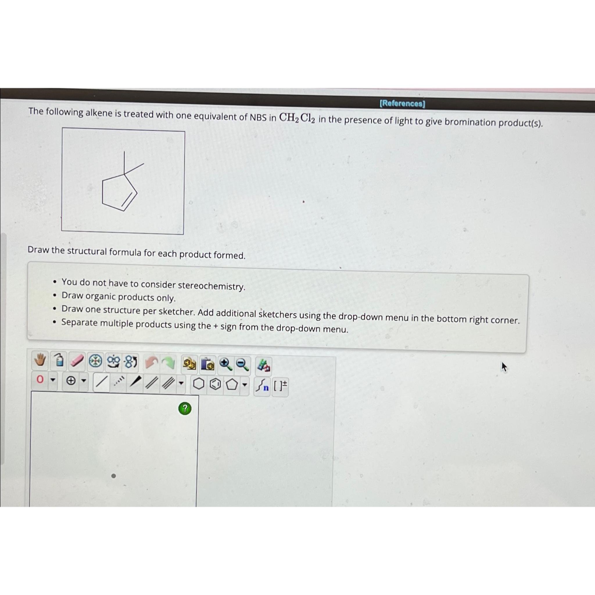 Solved [References]The following alkene is treated with one | Chegg.com