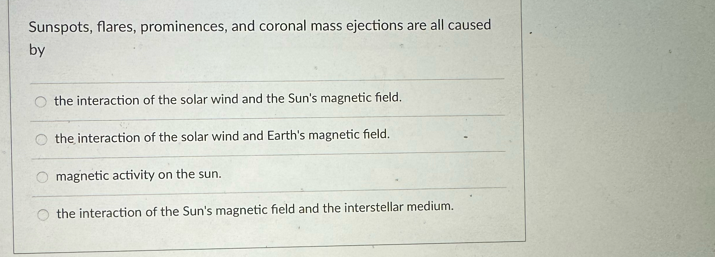 Solved Sunspots, flares, prominences, and coronal mass | Chegg.com