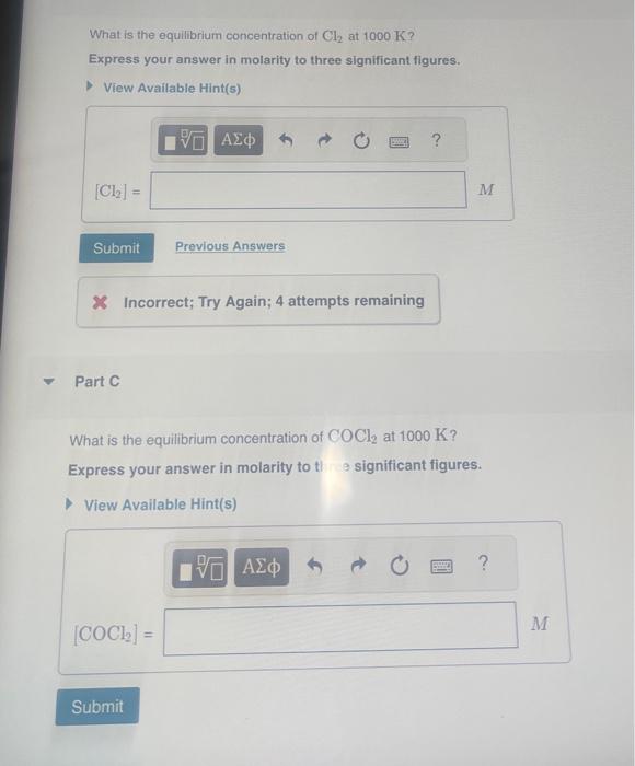 Solved Il a reaction mixture initially contains a CO | Chegg.com