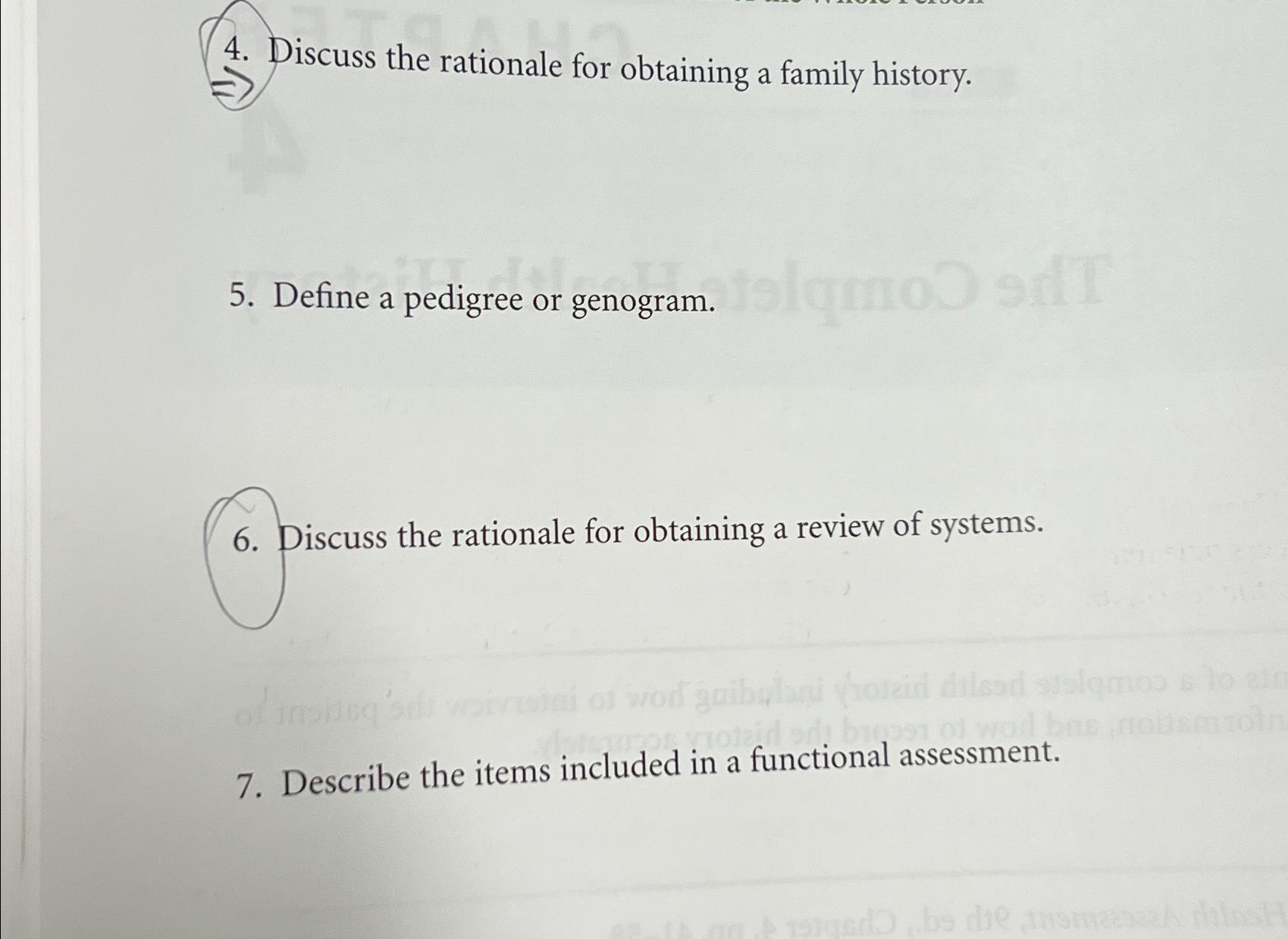 Solved Discuss the rationale for obtaining a family | Chegg.com