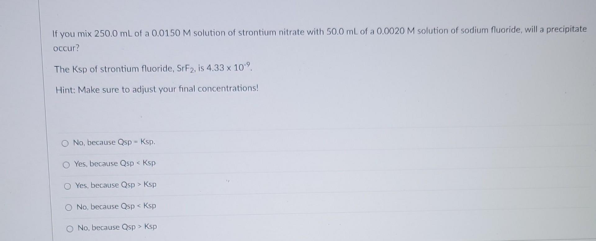 Solved If you mix 250.0 mL of a 0.0150M solution of | Chegg.com
