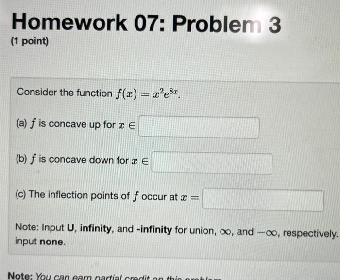 Solved Homework 07: Problem 3 (1 point) Consider the | Chegg.com
