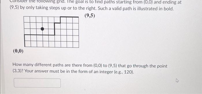 Solved (9,5) by only taking steps up or to the right. Such a | Chegg.com