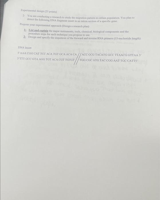 Solved Experimental design (25 points) 2- You are conducting | Chegg.com