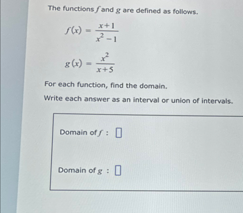 Solved The functions f ﻿and g ﻿are defined as | Chegg.com