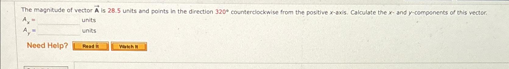 Solved The magnitude of vector vec(A) ﻿is 28.5 ﻿units and | Chegg.com