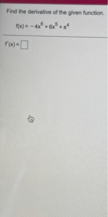 Solved Find the derivative of the given function. f(x) = - | Chegg.com