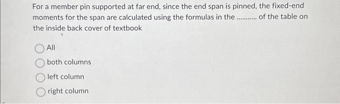 For a member pin supported at far end, since the end | Chegg.com