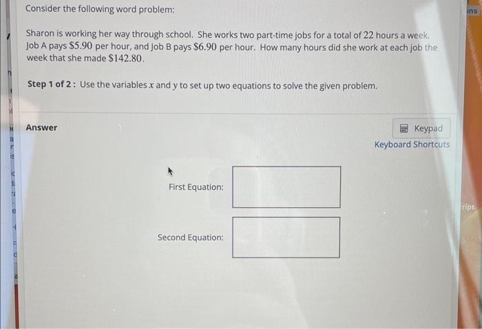Solved Consider the following word problem: Sharon is | Chegg.com