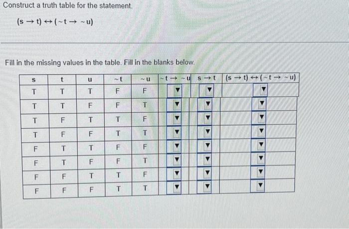 Solved Construct a truth table for the statement. | Chegg.com