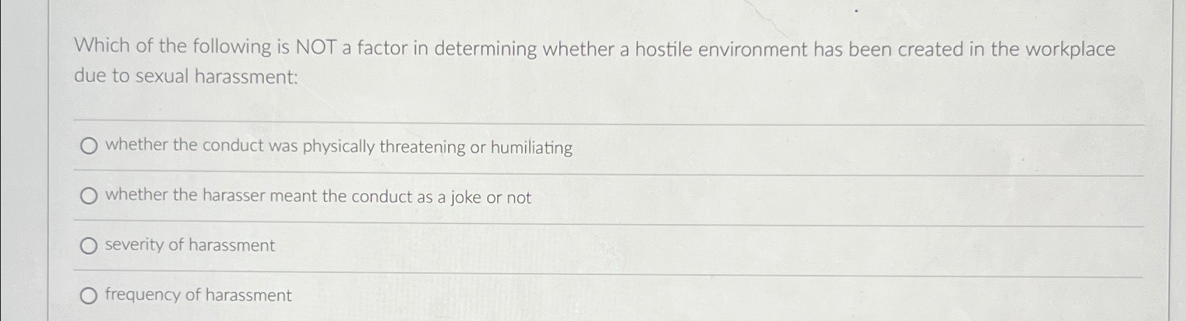 Solved Which of the following is NOT a factor in determining | Chegg.com