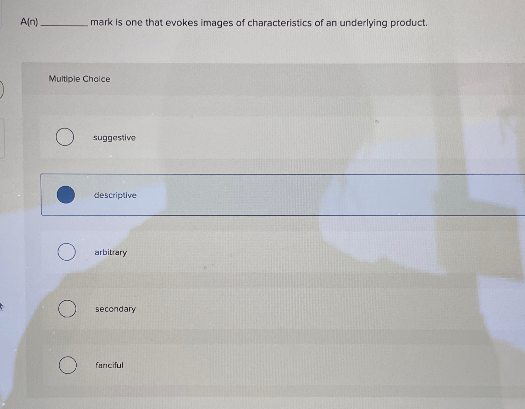 Solved A(n) ﻿mark is one that evokes images of | Chegg.com
