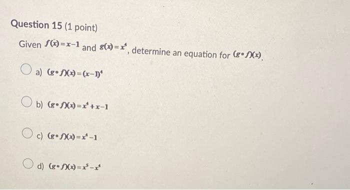 Solved Given f(x)=3x+1 and g(x)=2x2−1, determine an equation | Chegg.com