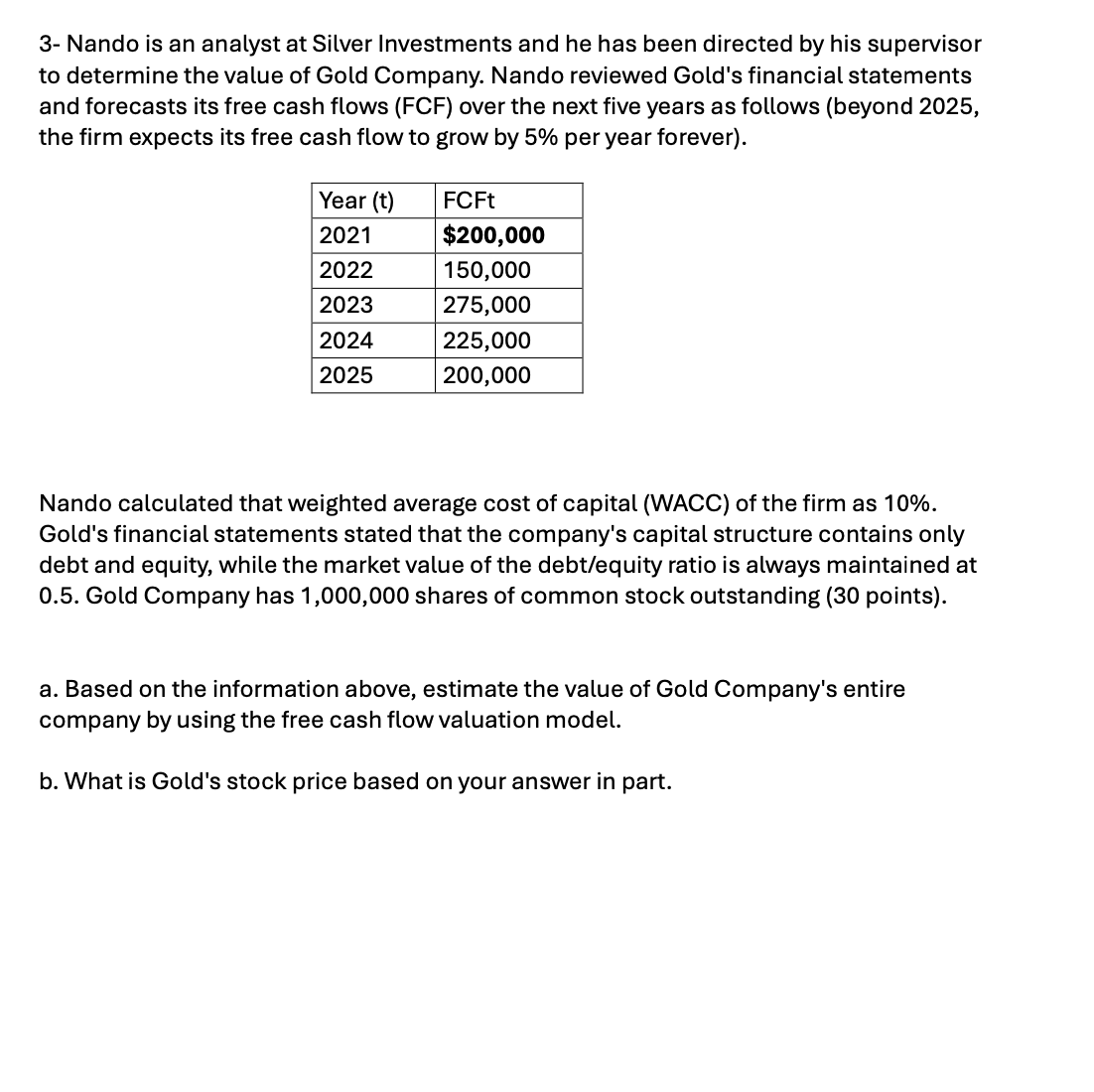 Solved 3- ﻿Nando is an analyst at Silver Investments and he | Chegg.com