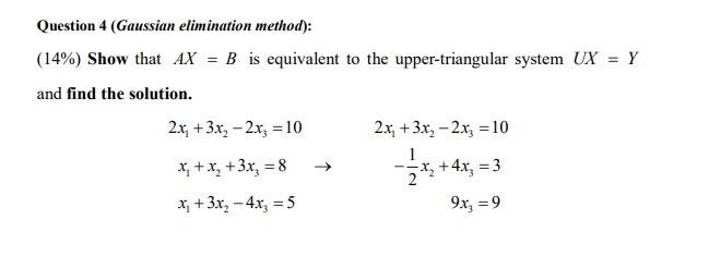 Solved Question 4 (Gaussian elimination method): (14\%) Show | Chegg.com