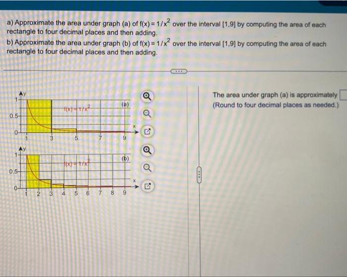 Solved a) Approximate the area under graph (a) of f(x)=1/x2 | Chegg.com