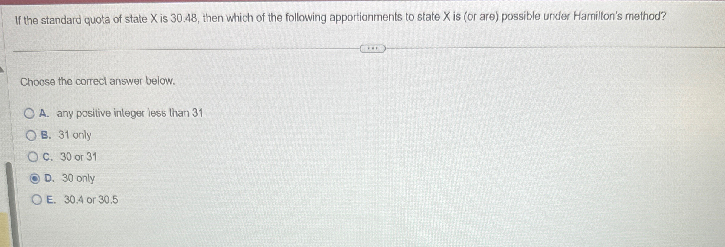 Solved If the standard quota of state x ﻿is 30.48 , ﻿then | Chegg.com