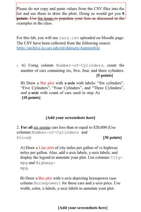 Solved Please do not copy and paste values from the CSV | Chegg.com