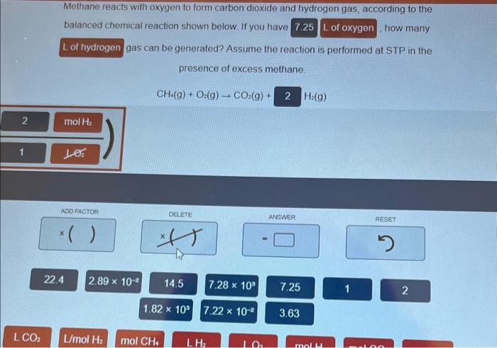 Solved Methane reacts with oxygen to form carbon dioxide and | Chegg.com
