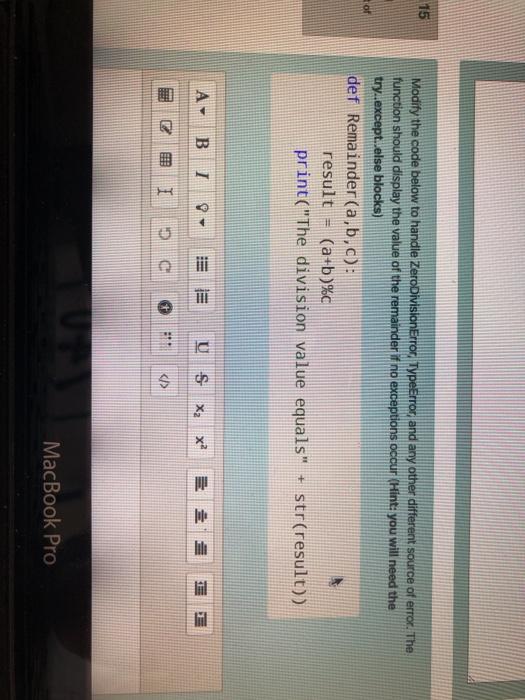 Solved 15 of Modify the code below to handle | Chegg.com