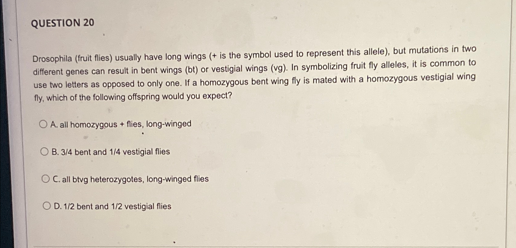 Solved QUESTION 20 Drosophila (fruit flies) usually have | Chegg.com