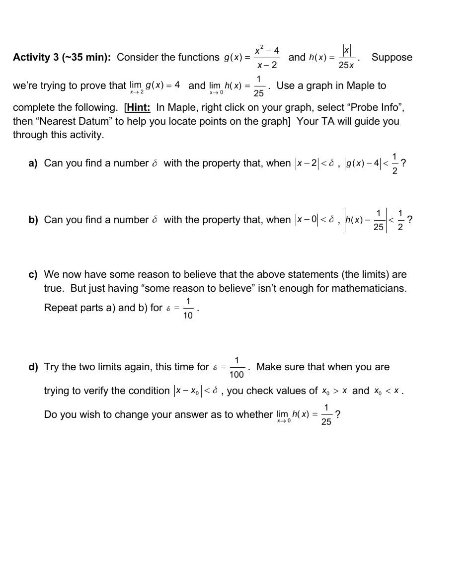 Solved Activity 3(∼35 min) : Consider the functions | Chegg.com