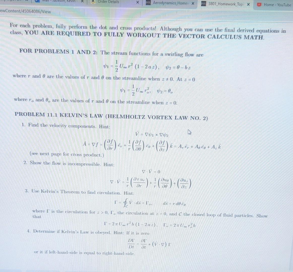 Solved For each problem, fully perform the dot and cross | Chegg.com