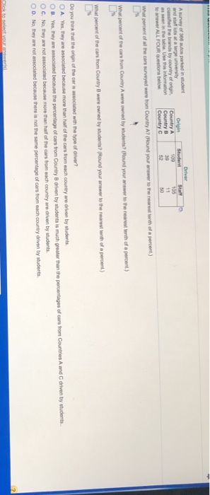 Solved A survey of 300 utos parked in student Driver and | Chegg.com