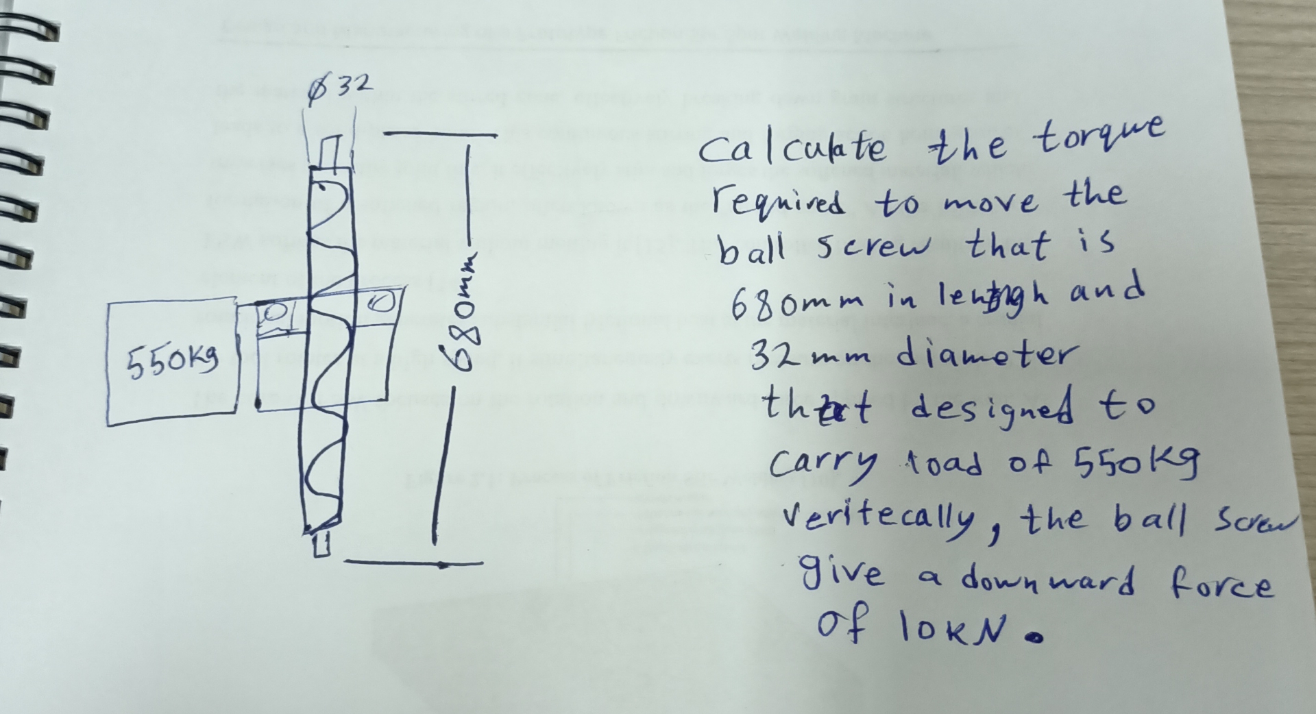 Solved calculate the torque required to move the ball screw | Chegg.com