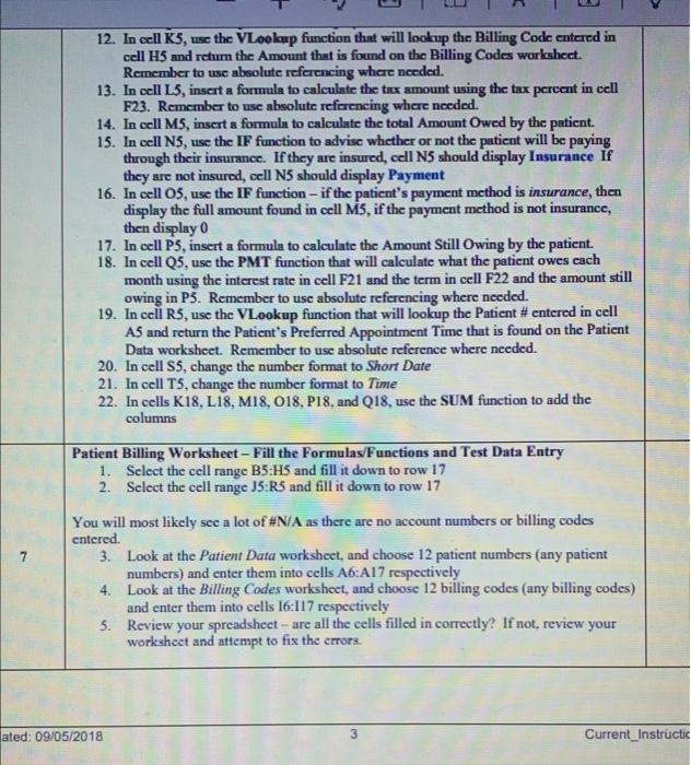 Solved 4. In cell C5, use the VLookup function that will | Chegg.com
