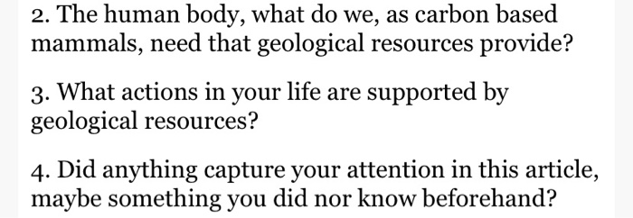 Solved 2. The human body, what do we, as carbon based | Chegg.com